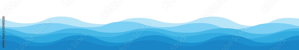 Seamless sea waves pattern. Water wave abstract design. Blue ocean wave ...