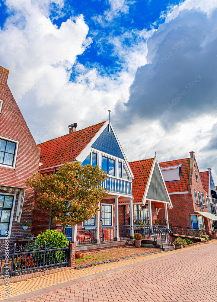 The village of Volendam in the Netherlands. Old streets in Volendam ...