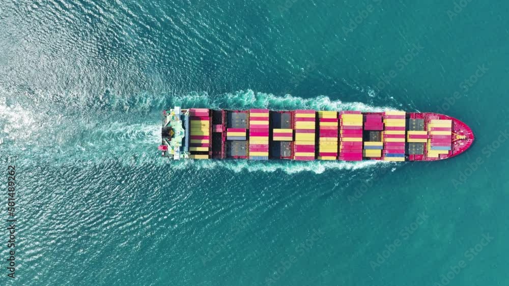 Cargo ship carrying container and running very fast for export cargo ...