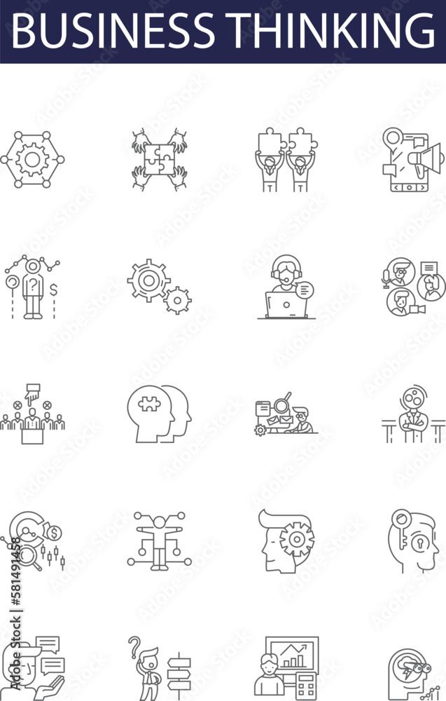Business thinking line vector icons and signs. thinking, office ...