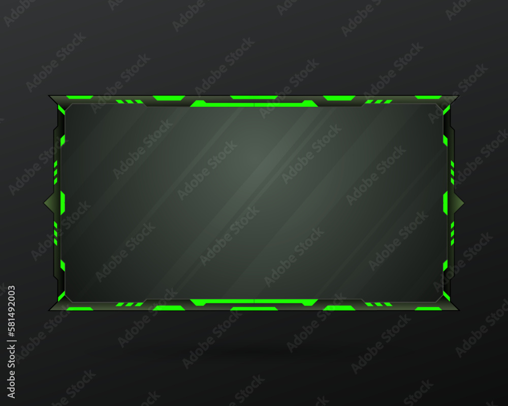 Neon green and black stream overlay game screen gui panel template for ...