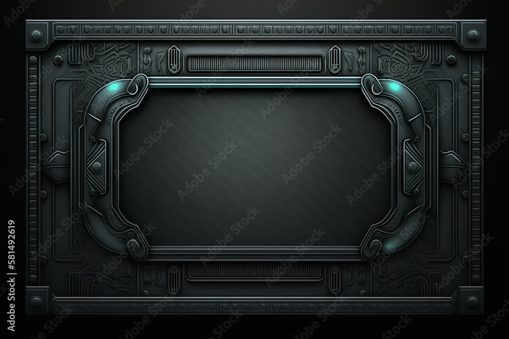 Neon glowing futuristic tech screen and mechanical frame ui and gui ...