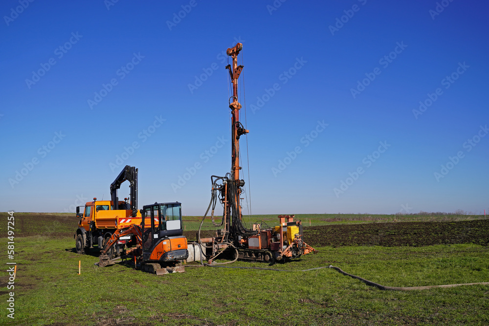 Drilling for subsequent grouting in the former mining area in pr Stock ...