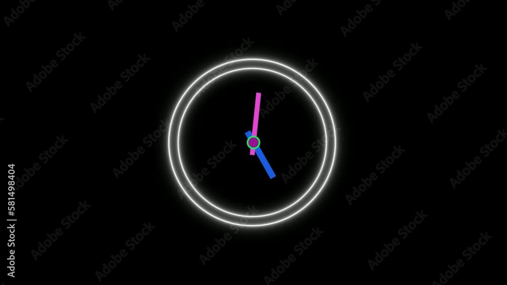 Clock Animation Analog Clock 12 Hour Time Neon Wall Clock Animated clock-animation-analog-clock-12-hour-time-neon-wall-clock-animated