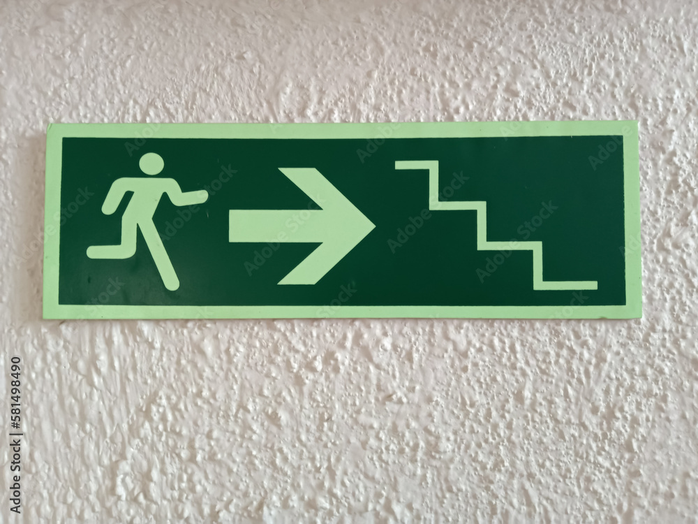 Poster Emergency exit ladder with arrow for security reasons pleat ...