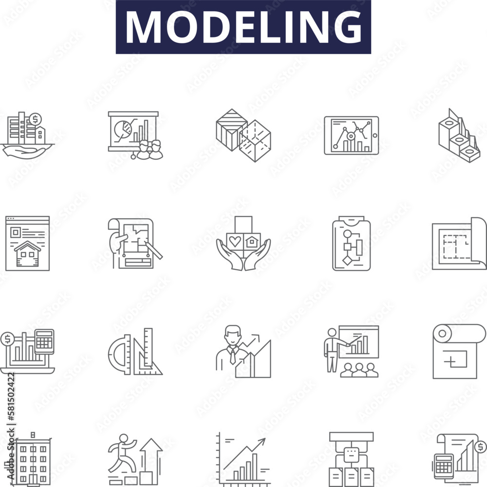 Modeling line vector icons and signs. Modeling, Simulation ...