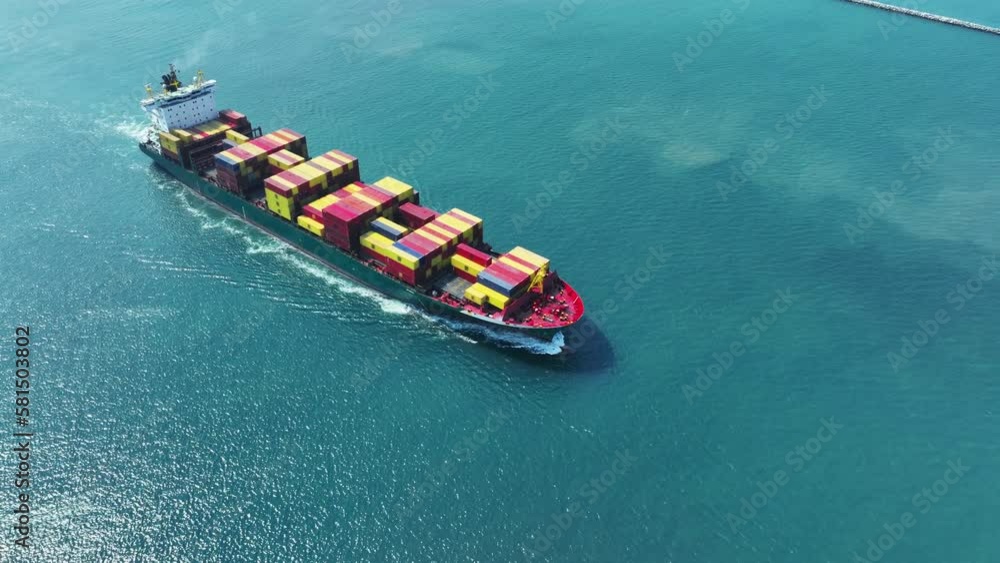Cargo ship carrying container and running very fast for export cargo ...