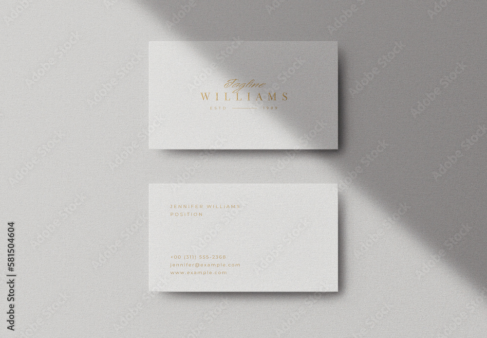 Minimal Shadow White Business Card Logo Effect Mockup Template Stock ...