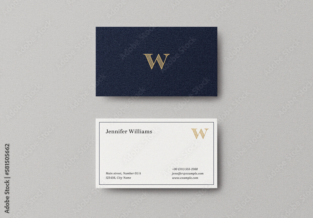 Classic Gold Blue Business Card Logo Effect Mockup Template Stock ...
