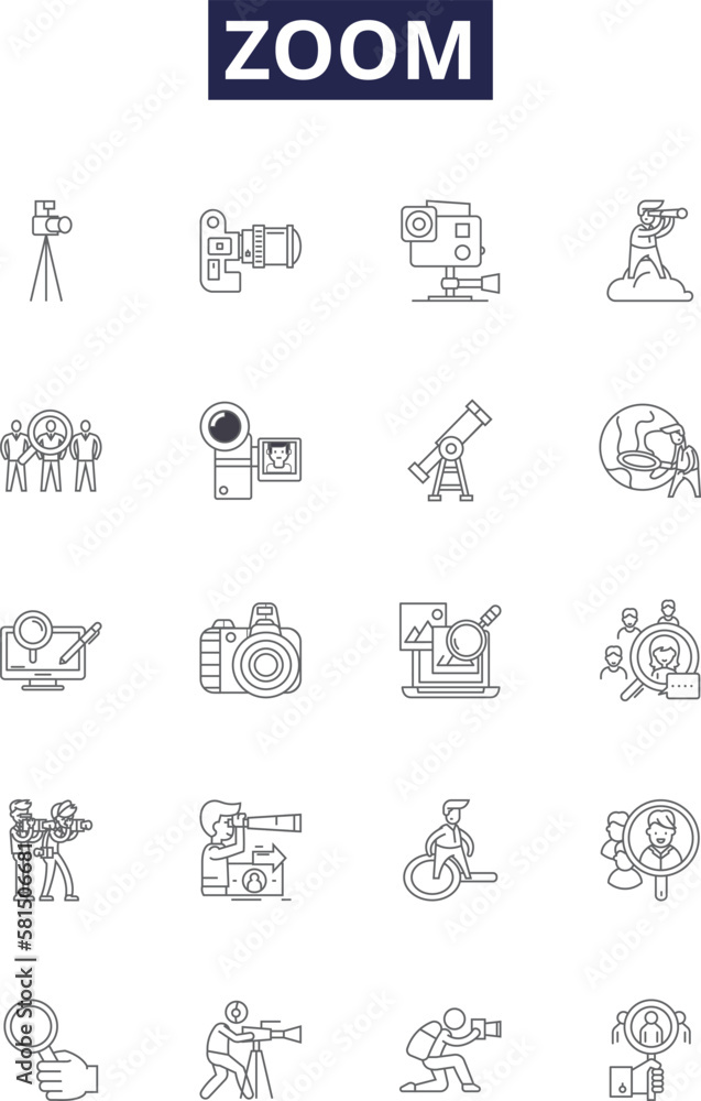 Zoom line vector icons and signs. Meeting, Conference, Video, Chat ...