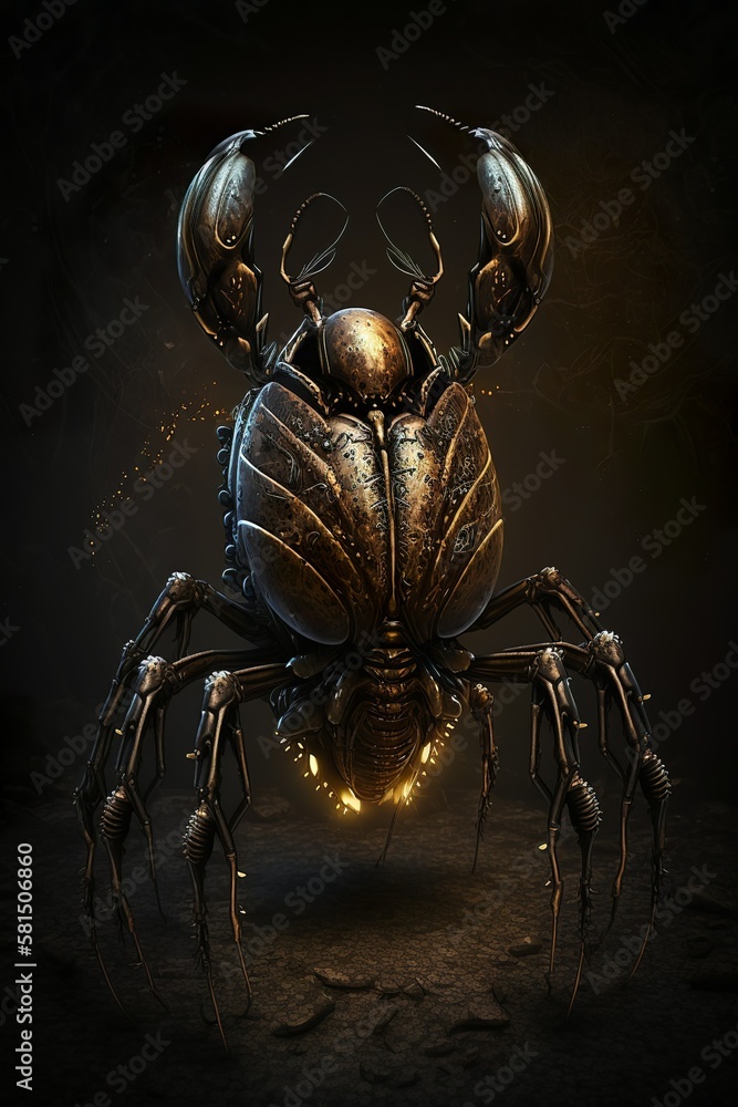 Bug-like stag beetle alien creature design generative ai Stock ...