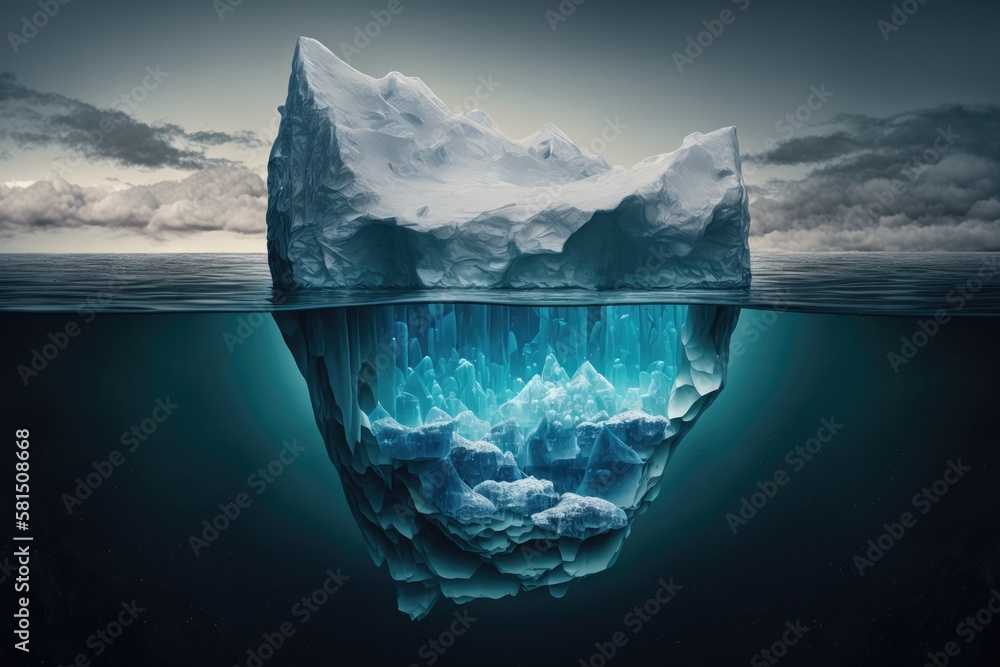 Iceberg. Subconsciousness symbolism. Global Warming Concept. Tip of the ...