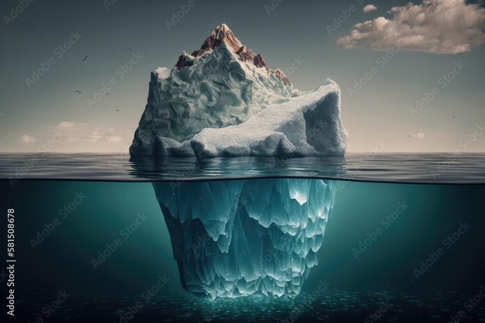 Iceberg. Subconsciousness symbolism. Global Warming Concept. Tip of the ...