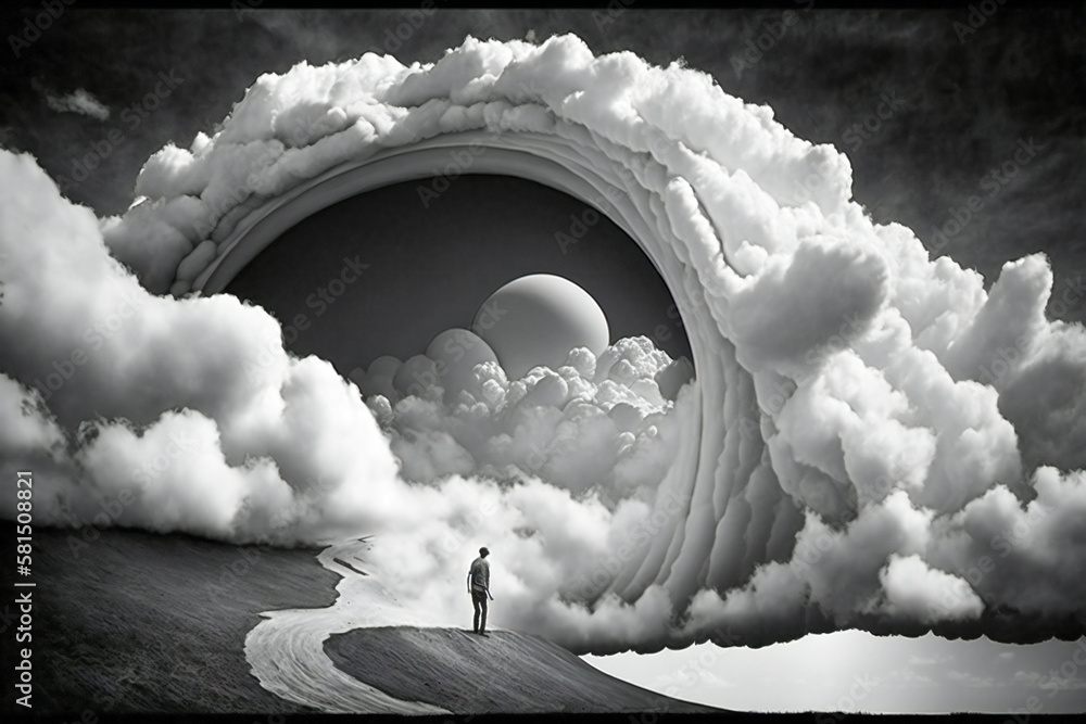 Surreal, bizarre dream clouds abstract landscape. Created with ...