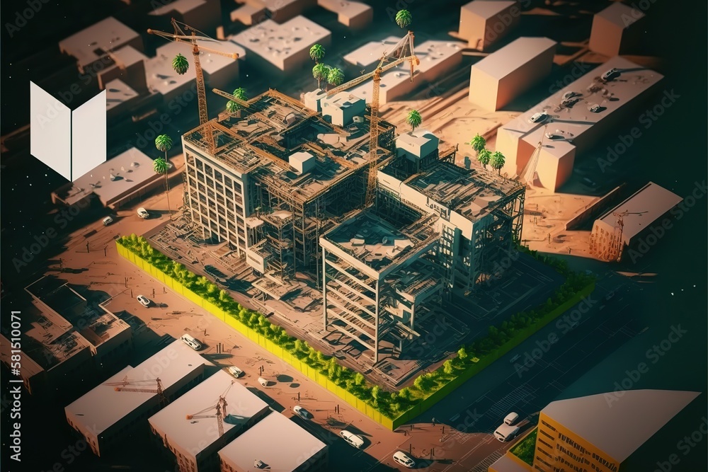 Aerial Drone Footage with VFX Concept: Building Construction Site Gets ...