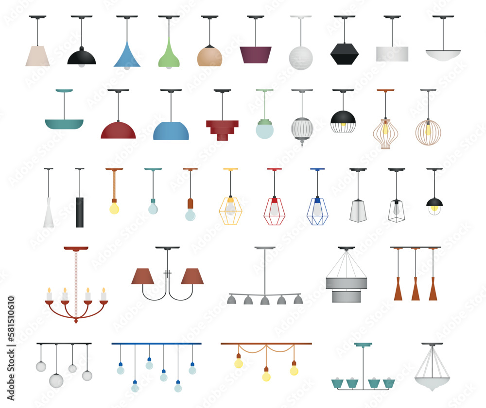 Vector set of ceiling lamps - ideal to apply in the design of ...