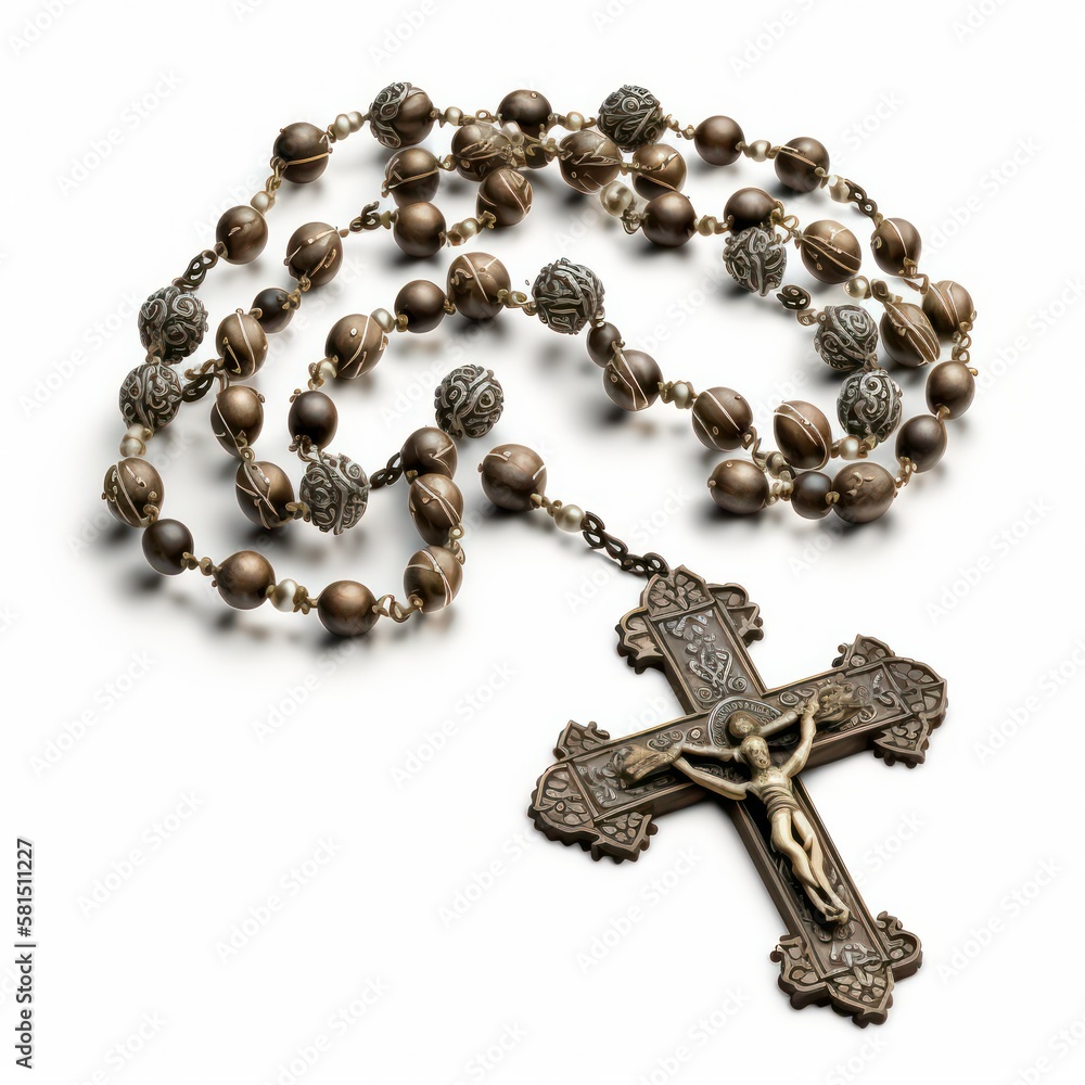 Ornate rosary with intricate beads and cross, a symbol of faith and ...