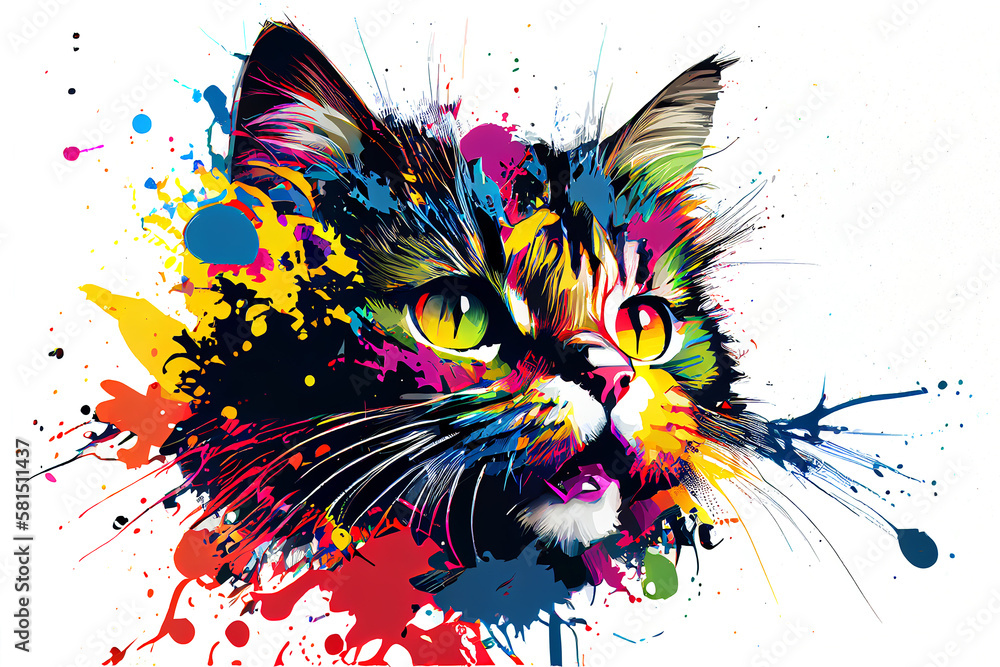 An angry cat face. The animal emotions. Pop art illustration of a ...