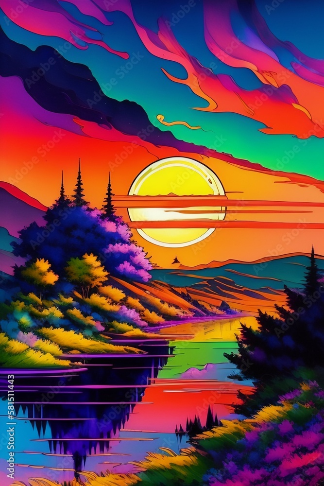 Astonishing landscape artwork, fusion between cell-shading and alcohol ...