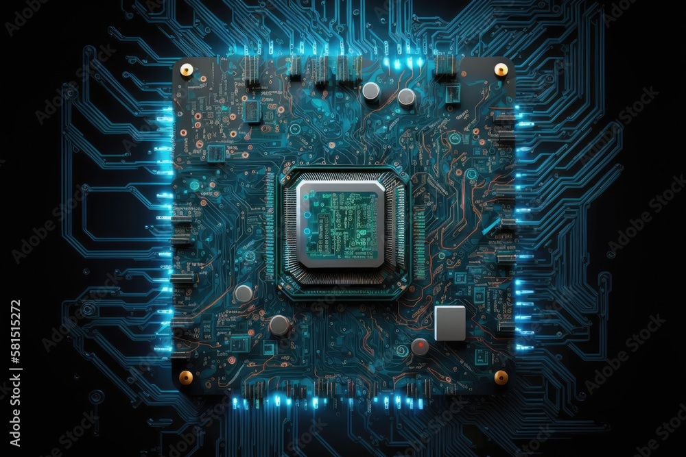 cyborg AI. the circuit board. technical knowledge CPU and GPU concepts ...
