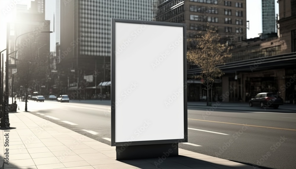 Blank street billboard poster stand on city background, generative ai ...