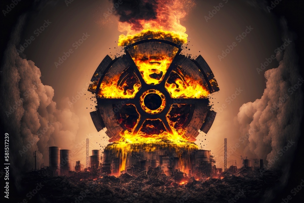 fire at nuclear reactor and danger of radiation contamination and ...