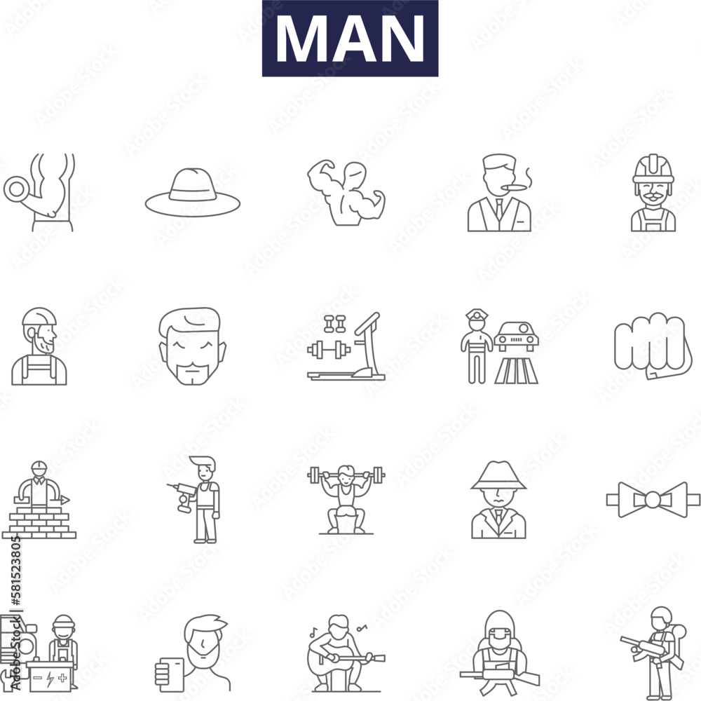 Man line vector icons and signs. Human, Gentleman, Person, Being ...