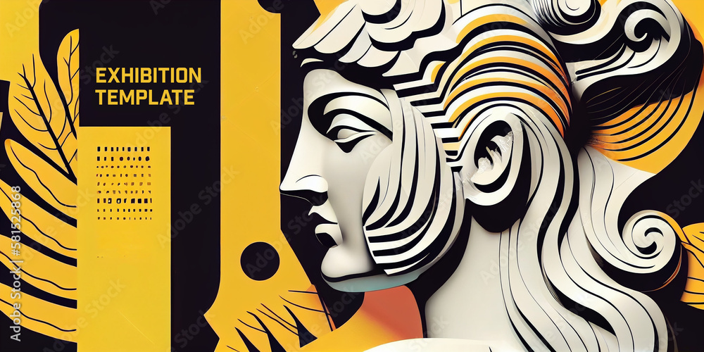 Exhibition poster or banner template. Art objects. Classical and ...