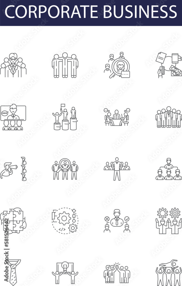 Vetor de Corporate business line vector icons and signs. Enterprise ...