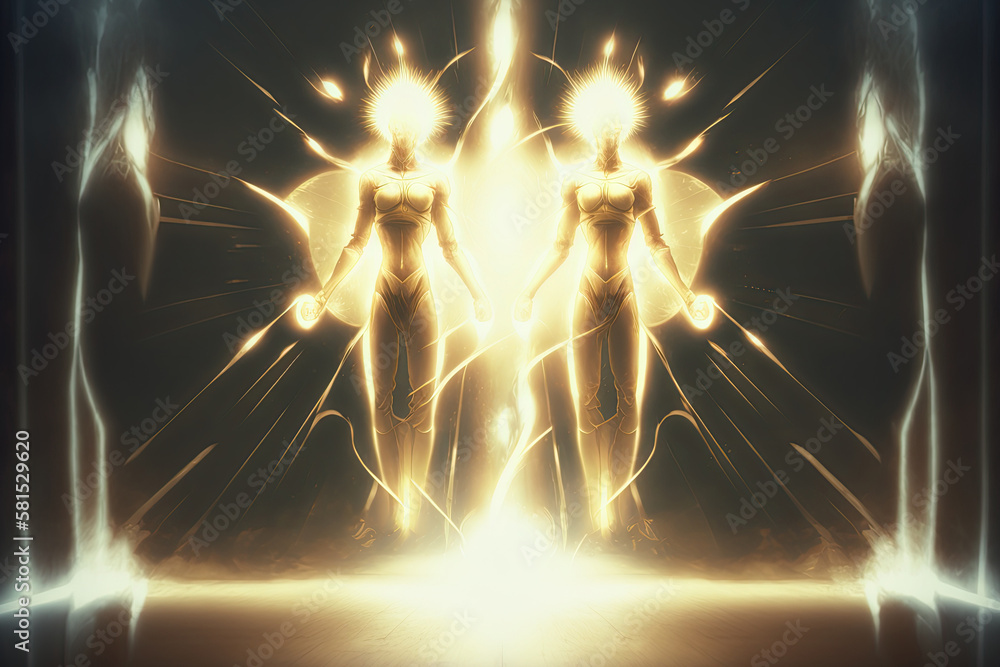 ภาพประกอบสต็อก Levitating human soul in heaven. Astral body and after ...