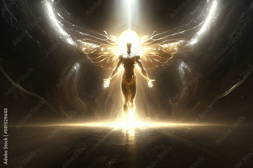 Glowing human figure on abstract background. Illustration of human ...