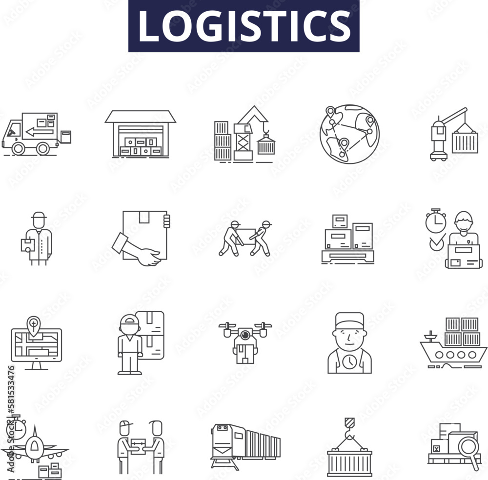 Logistics line vector icons and signs. Logistics, Delivery, Freight ...