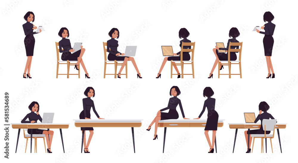 Business woman professional lady set, attractive woman at work. Office ...