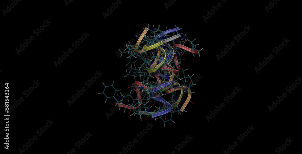 NMR solution structure (in water) of an anticancer peptide, 3D molecule ...