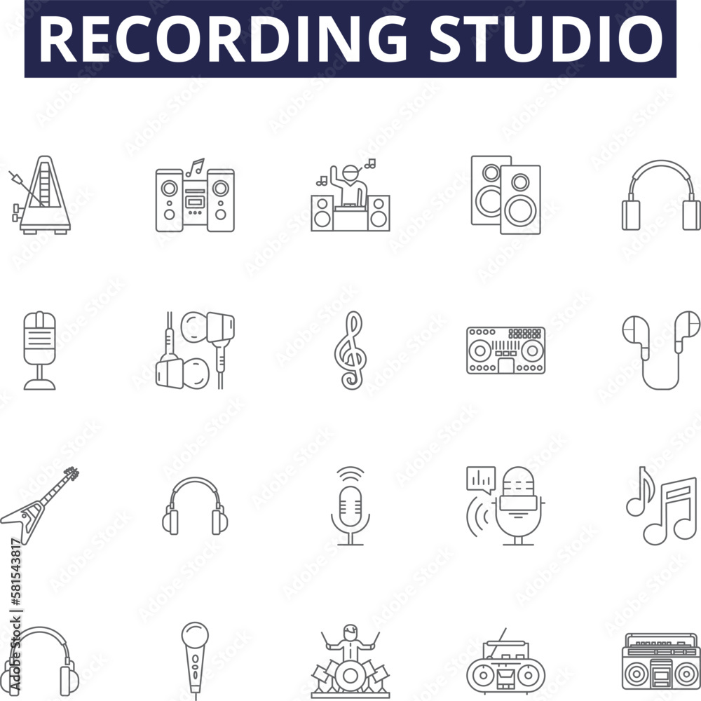 Recording studio line vector icons and signs. Studio, Music, Audio ...
