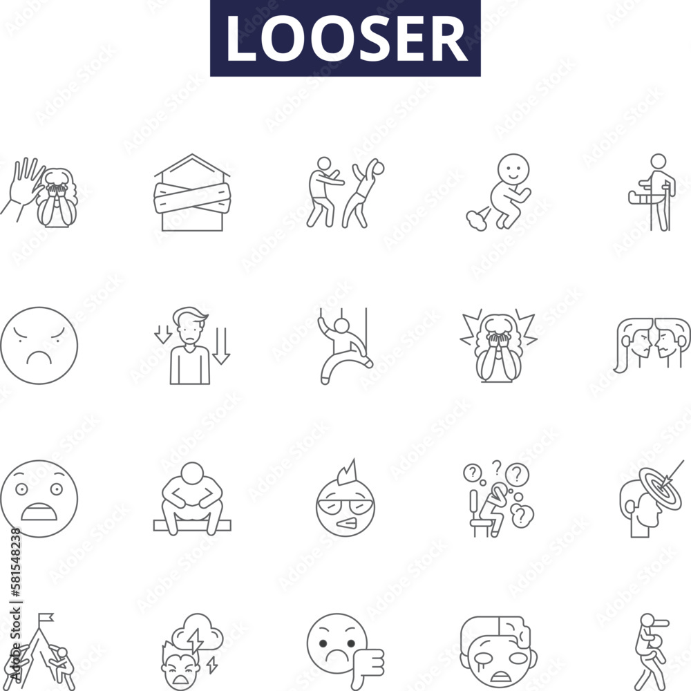 Looser line vector icons and signs. Unsuccessful, Weak, Beaten, Losing ...