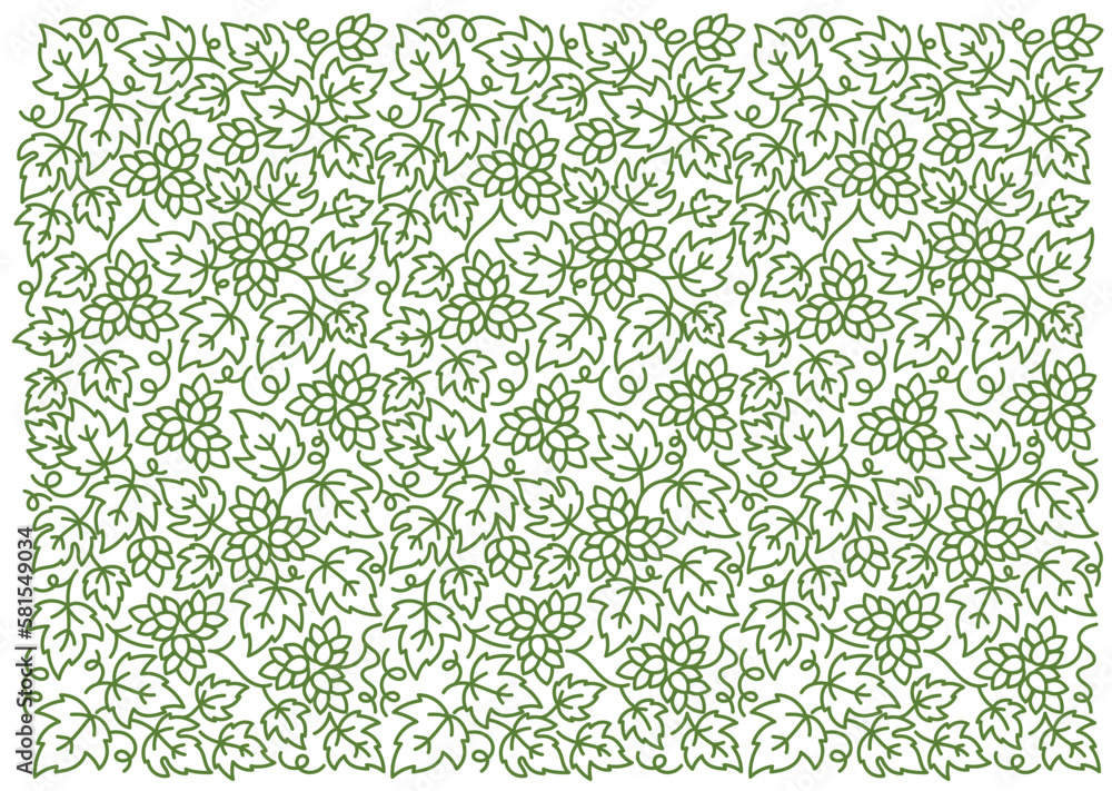 Hop background floral ornament. Humulus thick line pattern. Editable ...