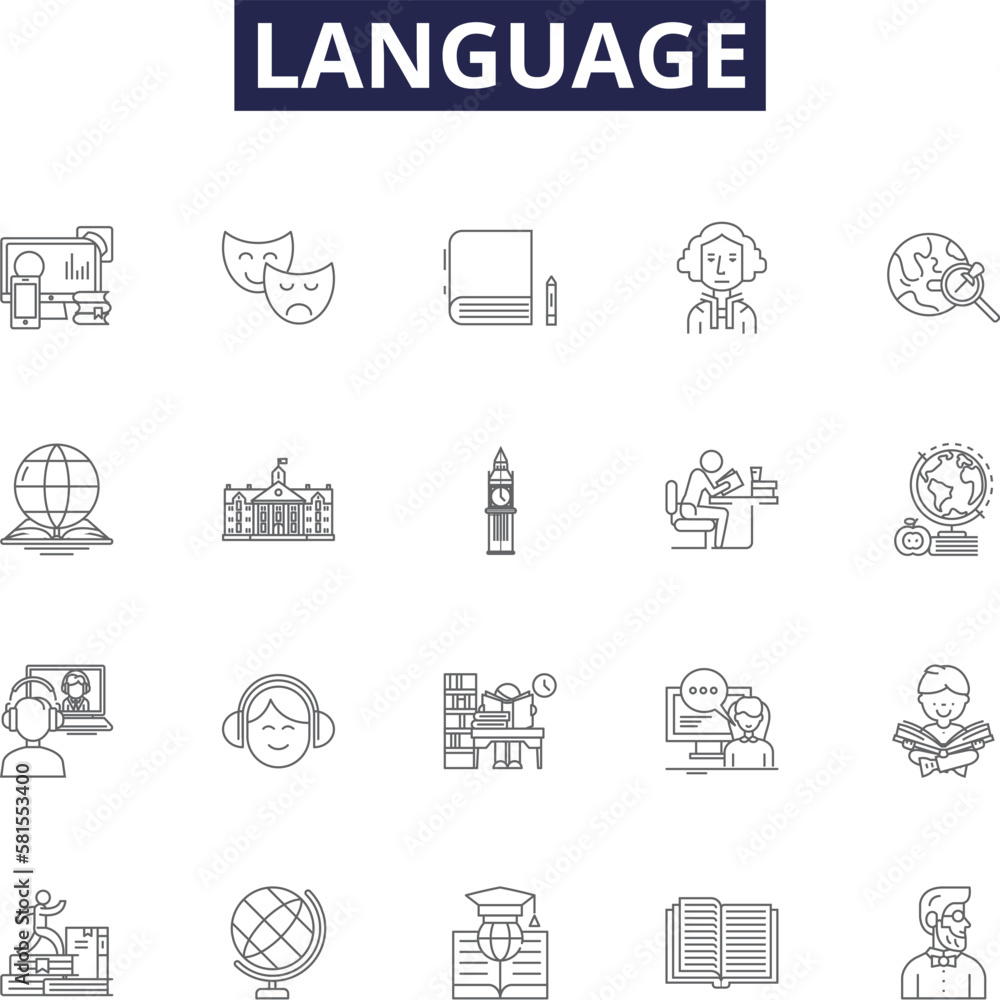 Vetor de Language line vector icons and signs. Language, Verbal ...