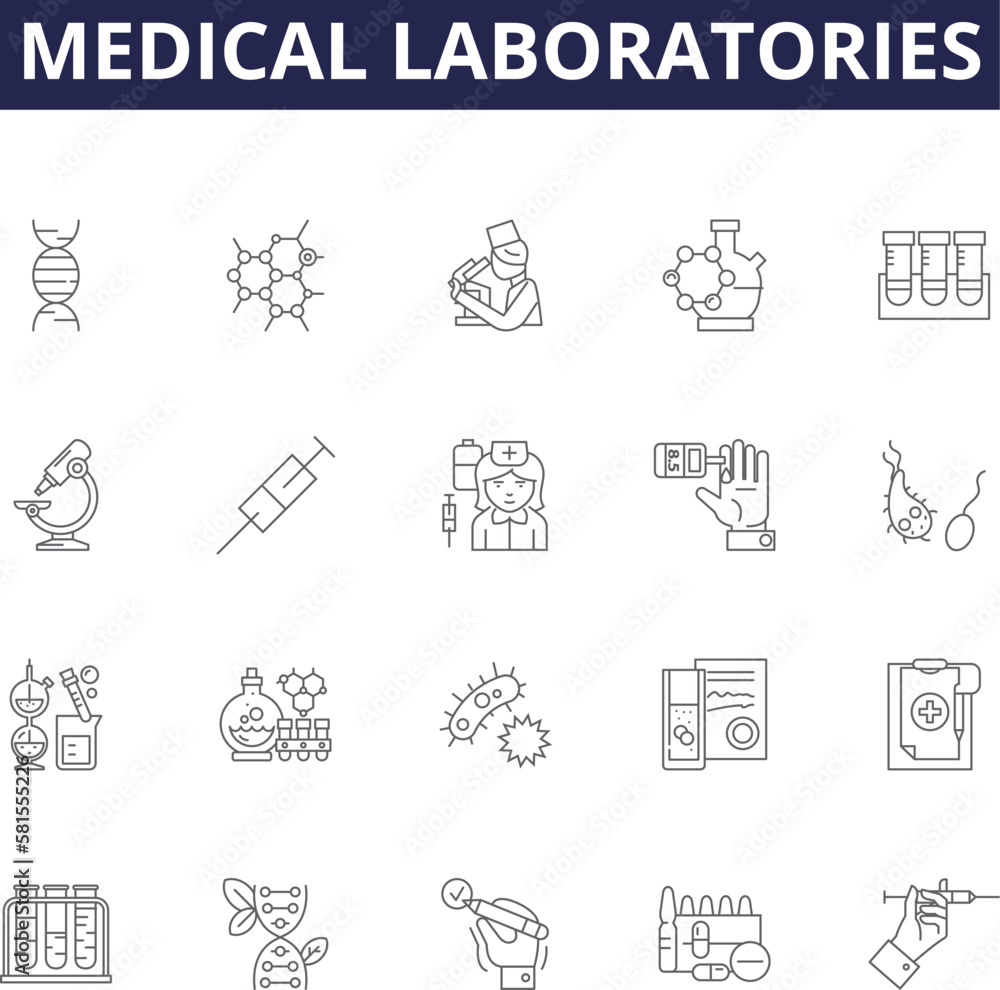 Medical laboratories line vector icons and signs. Analysis, Tests ...