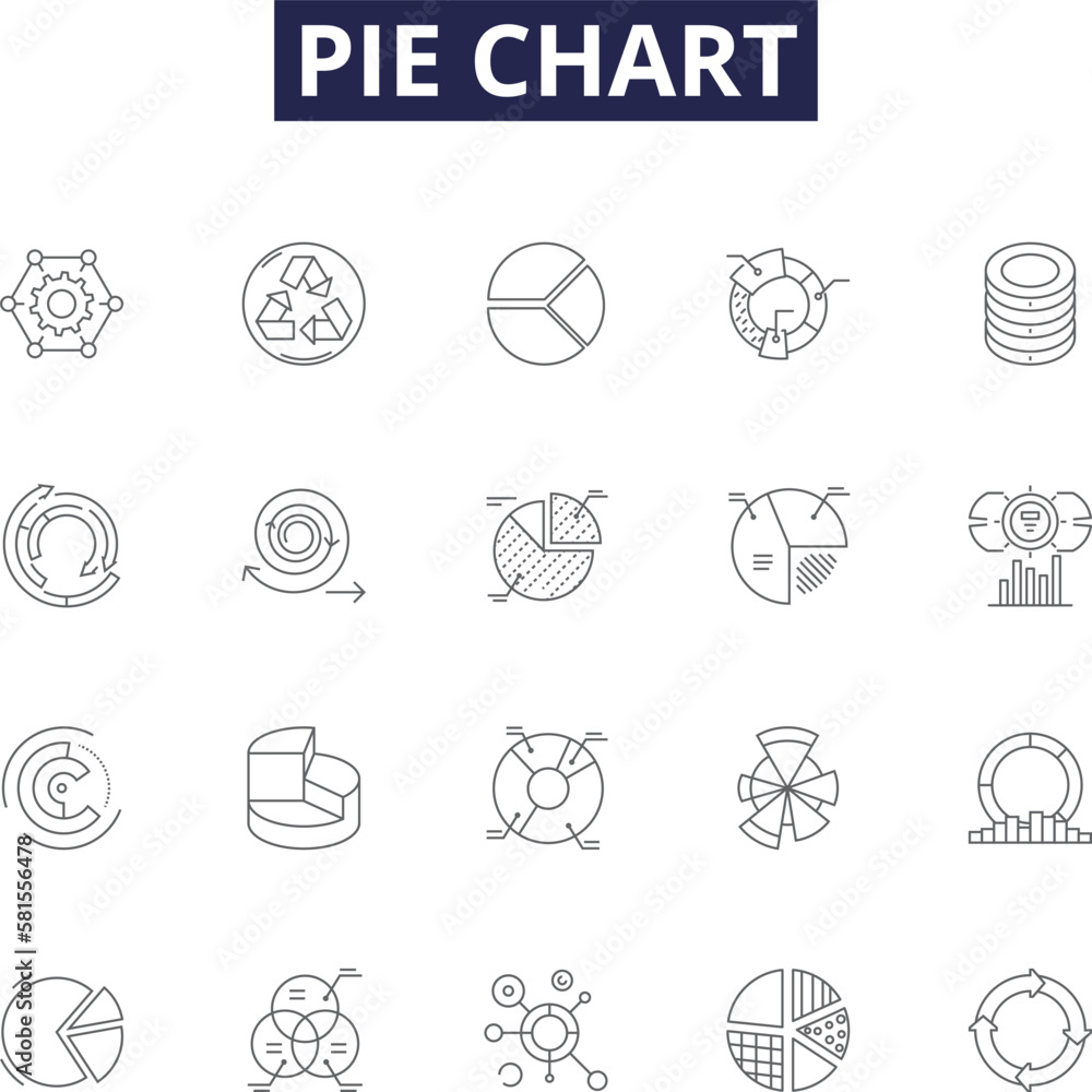 Pie chart line vector icons and signs. Chart, Graph, Diagram, Circle ...