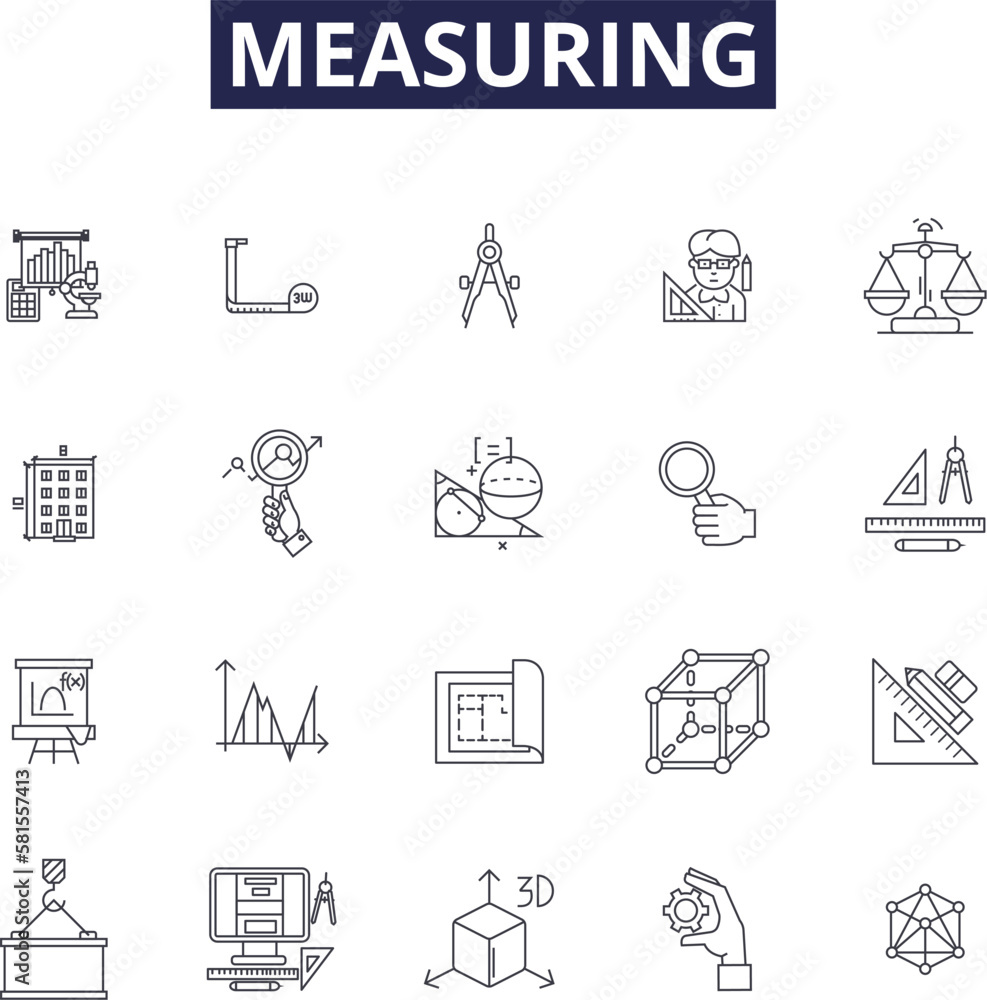 Measuring line vector icons and signs. Evaluating, Metering ...