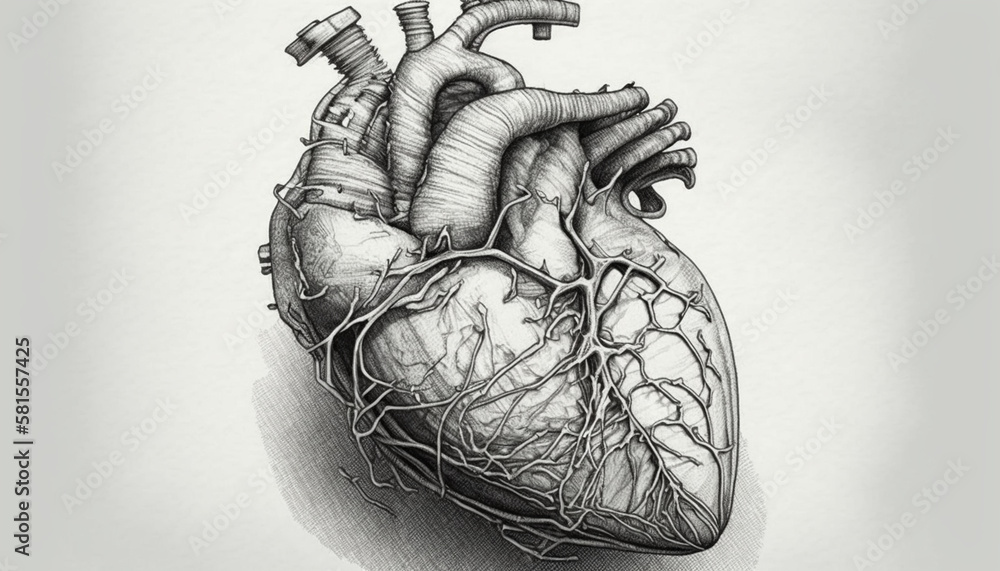 human heart, pencil drawing, generative ai Stock Illustration | Adobe Stock