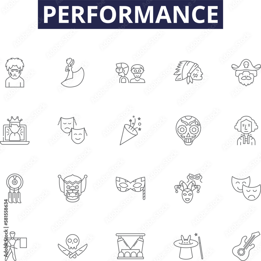 Performance line vector icons and signs. Efficiency, Productivity ...
