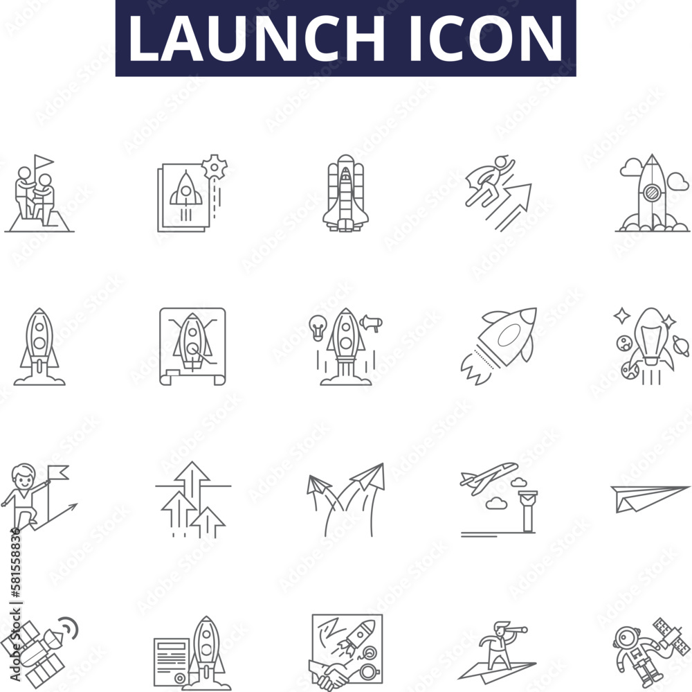 Launch icon line vector icons and signs. Icon, Button, Symbol, Image ...