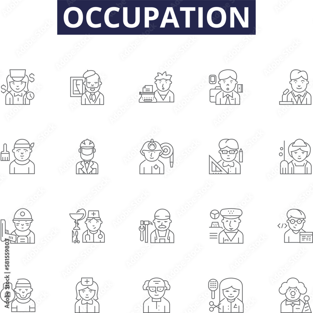 Occupation line vector icons and signs. people, therapy, occupational ...