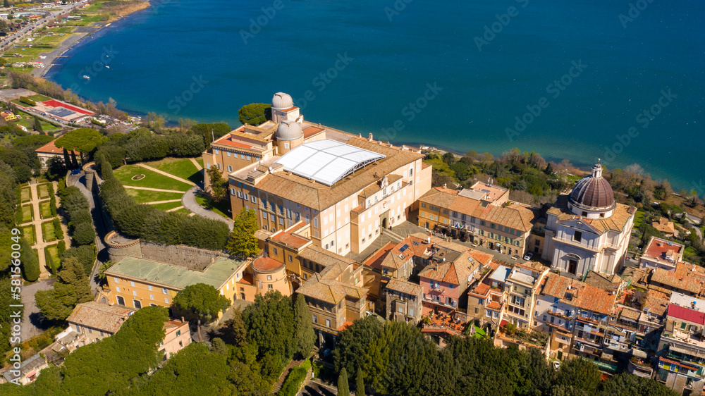 Aerial view of the Papal Palace of Castel Gandolfo, near Rome, Italy ...