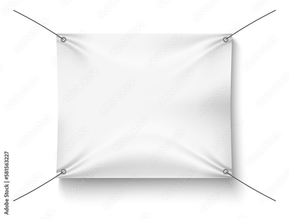 Blank vinyl banner. Realistic mockup for textile print ad Stock ...