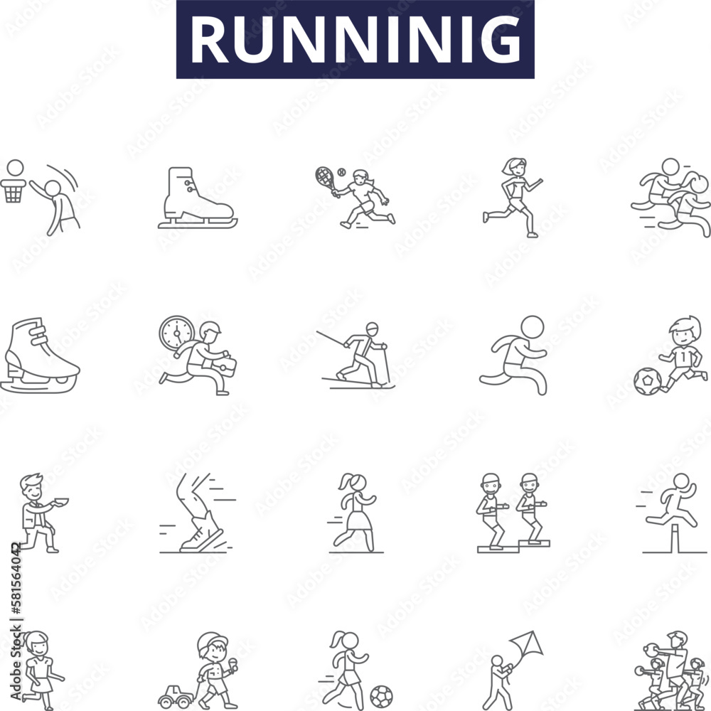 Runninig line vector icons and signs. Racing, Sprinting, Pacing, Step ...