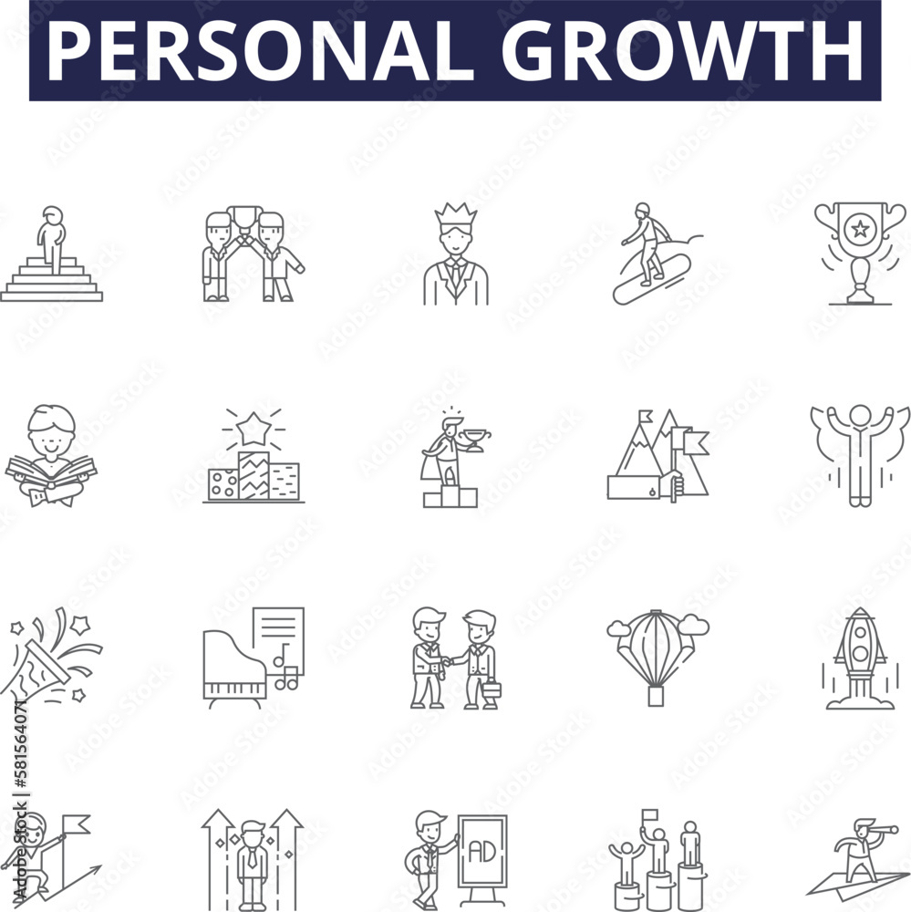 Personal growth line vector icons and signs. Progress, Refinement ...