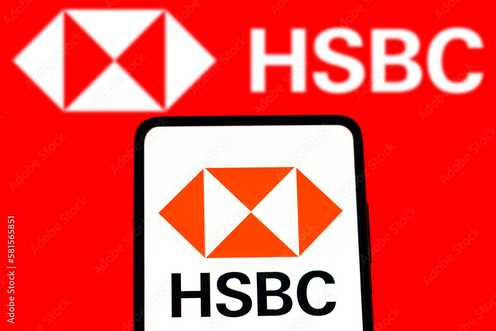 March 15, 2023, Brazil. In this photo illustration, the HSBC logo seen ...